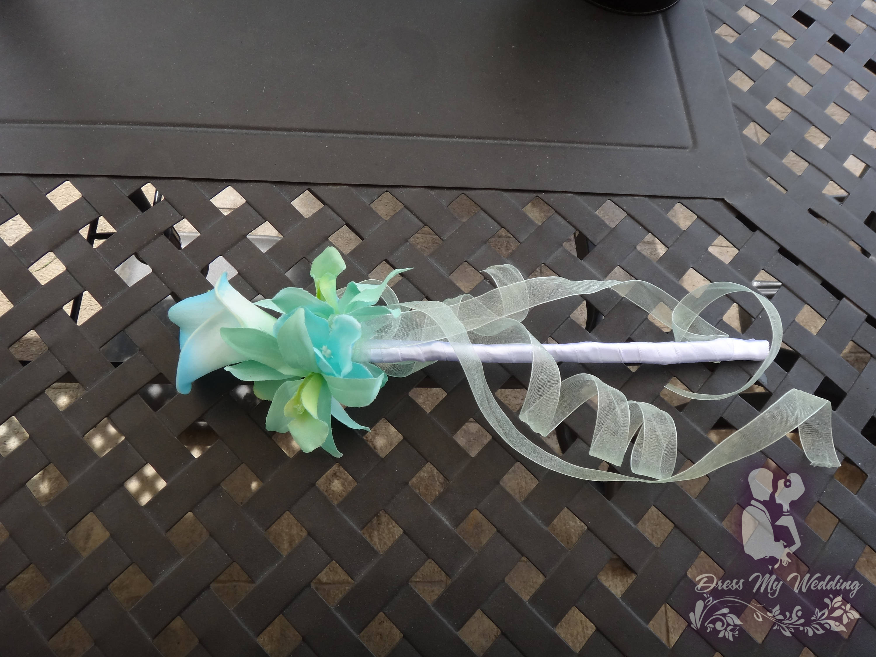 Dress My Wedding – Flower girl wand, calla lily wand mint, blue ...