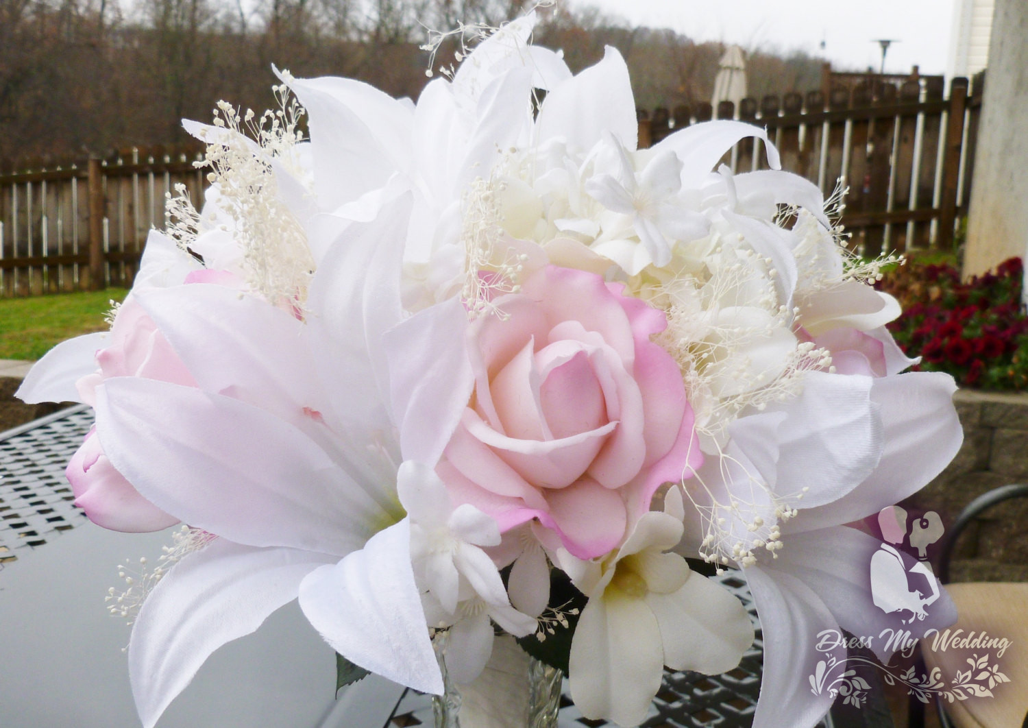 Dress My Wedding – Blush rose and Casablanca lily bouquet Dress My Wedding – Blush rose and Casablanca lily bouquet