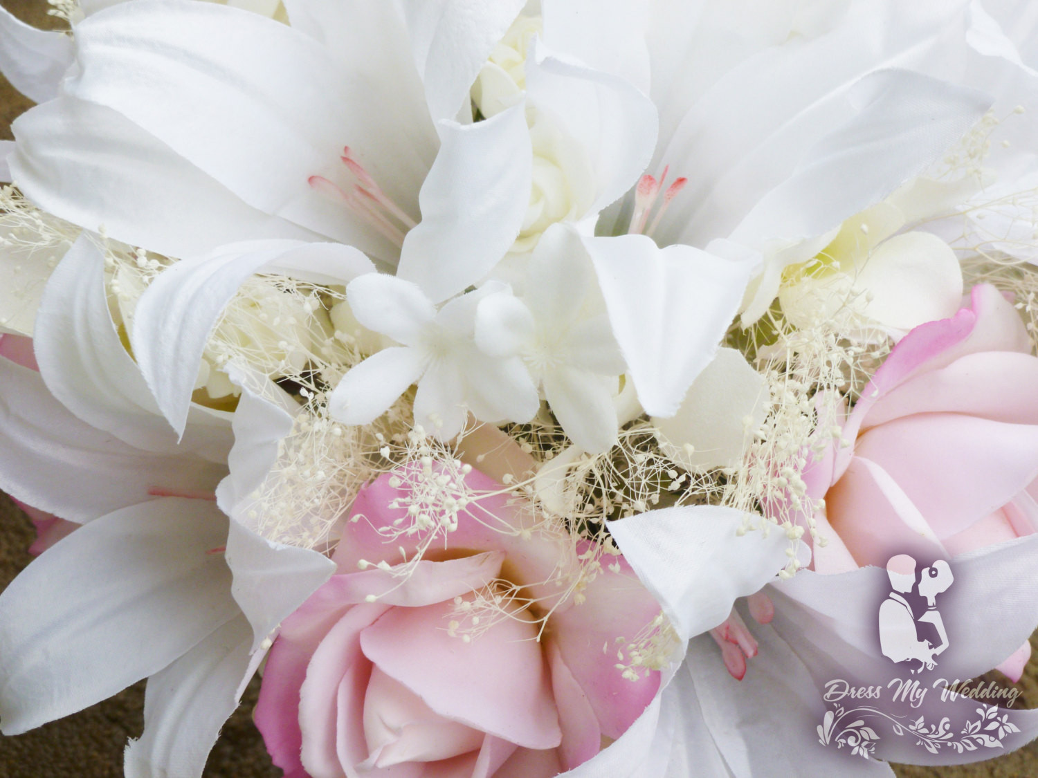 Dress My Wedding – Blush rose and Casablanca lily bouquet Dress My Wedding – Blush rose and Casablanca lily bouquet